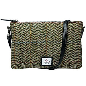 Real Harris Tweed Scotland Clutch Bag - Green Herringbone