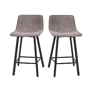 Flash Furniture Caleb Modern Armless 24 Inch Counter Height Stools Commercial Grade with Footrests and Matte Metal Frames, Set of 2