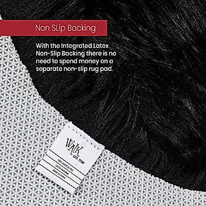 Silky Soft Faux Fur Rug, 2 ft. x 3 ft. Black Fluffy Rug, Sheepskin Area Rug, Shaggy Rug for Living Room, Bedroom, Kid's Room, or Nursery, Home Décor Accent, Machine Washable with Non-Slip Backing