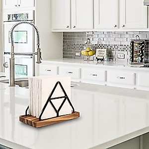 Wooden Napkin Storage,1 Pack Black Table Napkin Holder with Black Metal Wire for Indoor Outdoor Home Dining Restaurant Kitchen Decor