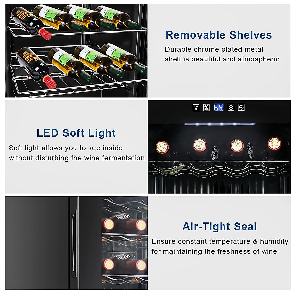 28 Bottle Wine Cooler Refrigerator Inverter Compressor Wine Fridge Cabinet for Countertop or Table Home Freestanding with Lock,Quiet Operation Adjust Temperature 41°F-64°F Small Cooling Wine Cellar for Alcohol Drinks With Digital Touch Display