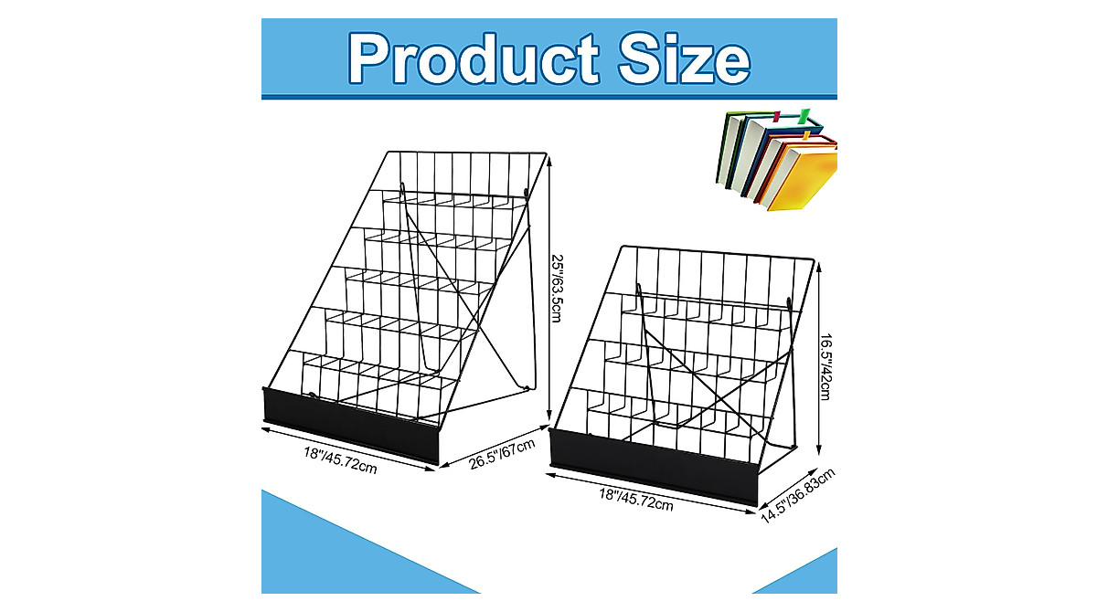 Ireer 2 Set Wire Display Rack for Books & Magazines | Countertop Organizer