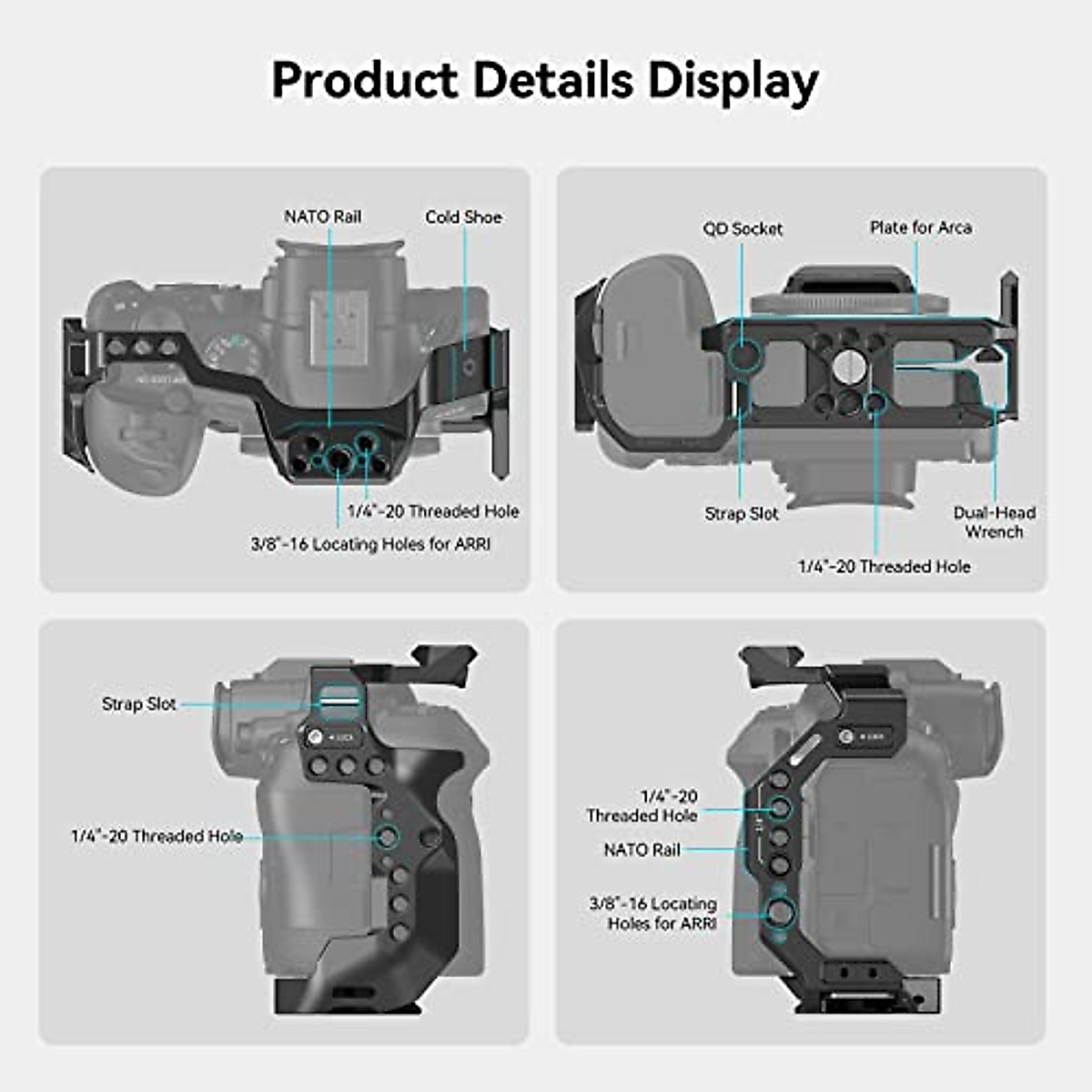 SmallRig R6 Mark II Camera Cage for Canon, Formfitting Video Making Camera Rig for Canon R6 Mark II, Built-in Dual NATO Rails, Quick Release Plate for Arca, Horizontal and Vertical Shooting - 4159