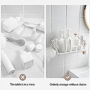 Villain Wall Hanging Rack, Wall Shelves for Bathroom, Floating Shelves Bathroom, No Drilling Cosmetic Wall Mounted Spice Storage Rack Shelves Organizer for Kitchen Bathroom Bedroom (2 PCS)
