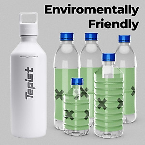 Tepist ThirtyO 30oz Stainless Steel Bottle Compatible with Sodastream Machines | Powder Coated White | Vacuum Sealed | Double Walled | Leak-Proof | Easy to Carry | Reusable Bottle