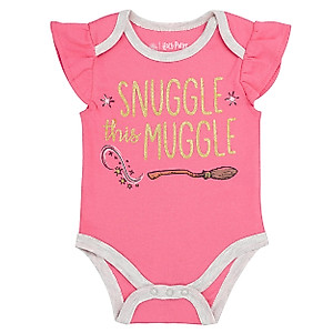 Harry Potter Baby Girls Bodysuit One Piece Three Pack Gifts for Baby Girls (Pink Multi, 0-3 Months)
