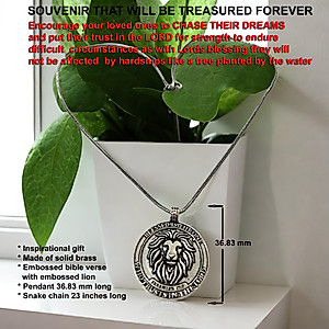 GUAAFA Bible Verse & Lion Pendant for Men & women Locket Necklaces - Blessed is the One Who Trusts In the Lord | Christian Faith Religious Gifts Jewelry for grandson and Grand Daughter(Rustic Silver)