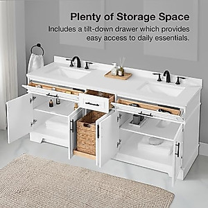 Ove Decors Emery 72 in. Double Sink Bathroom Vanity, in Pure White