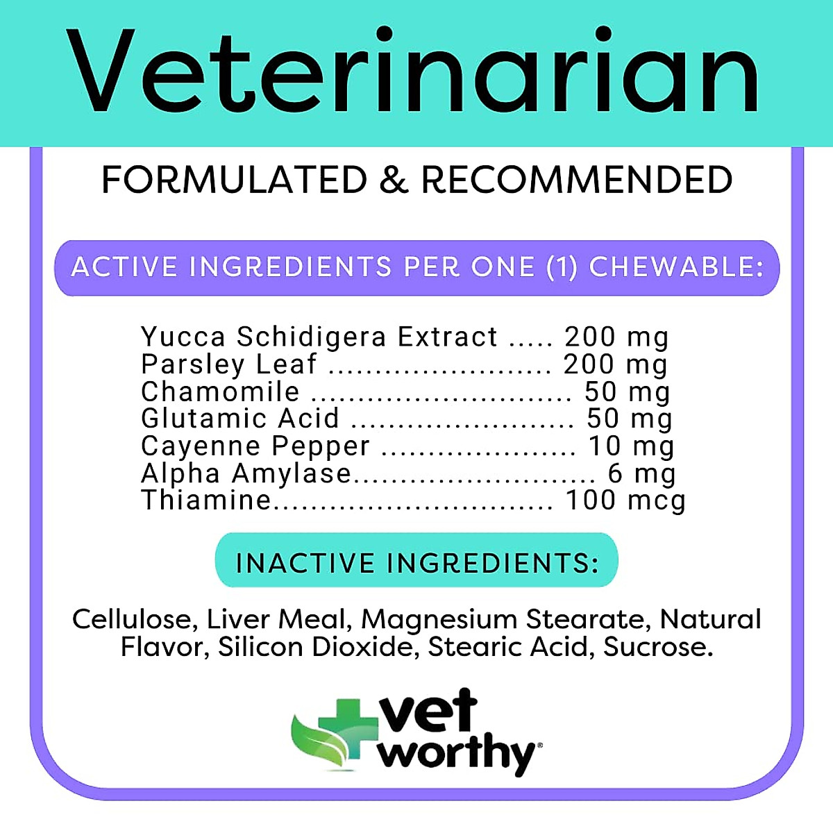 Vet Worthy Stop Stool Ingestion - Daily Supplement for Dogs to Prevent Stool Eating - Dog Supplement with Yucca Schidigera, Parsley Leaf, Chamomile, Thiamine - Liver Flavor, 60 Chewable Tablets