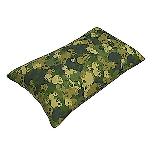 ALYYDFF Skull Military camo Camouflage Green Pillow Cover Rectangle Throw Pillow Case for Sofa Bed Chair Living Room Home Decor 20"x30"