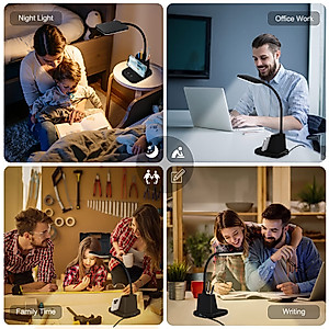 Sailstar LED Desk Lamp with Wireless Charger, Black Desks Lamp for Home Office, 3 Color Modes, Stepless Dimming, CRI 85, 800 Lumen, Study Lamp with Pen Holder for College Dorm Room, Adapter Included