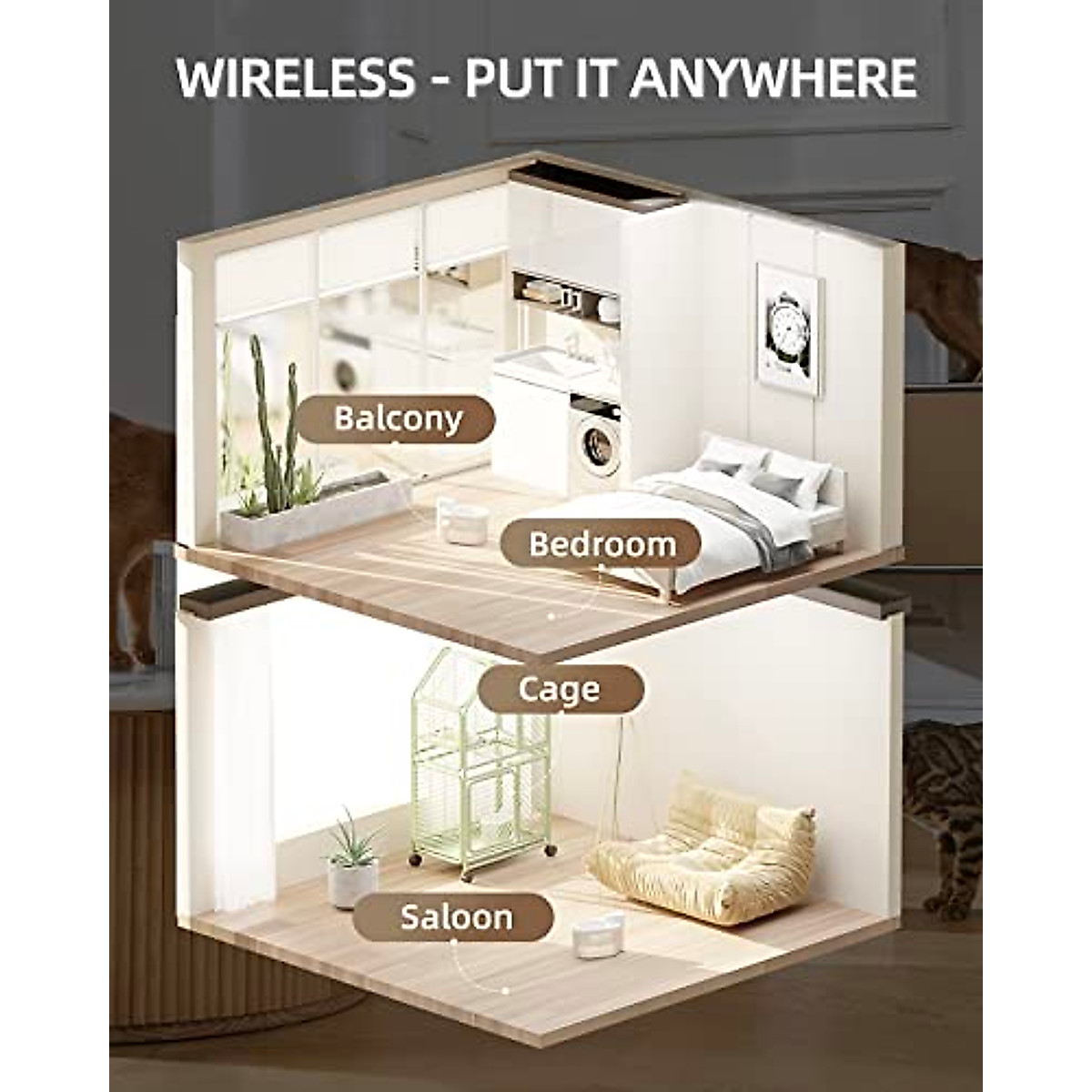 PET MARVEL Cat Water Fountain Wireless Battery Operated 85oz/2.5L with 3PCS Filters, Automatic Water Dispenser for Cats, Water Fountain for Cats Pet Inside Large Capacity Easy to Clean and Assemble