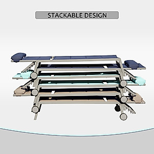 Domi Patio Chaise Lounge Set of 3, Adjustable Full Aluminum Pool Lounge Chairs with Wheels and Side Table, Padded Sunbathing Lounger for Deck Lawn Patio Backyard,Textilene - Navy Blue