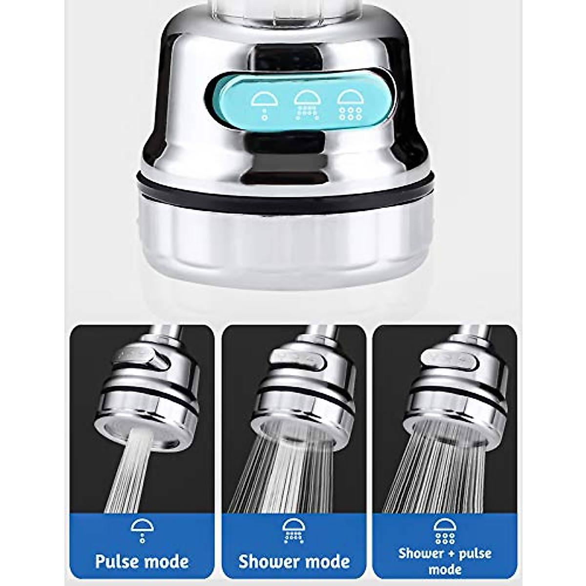 Kitchen Faucet Aerator Sink Tap Sprayer Head, 3 Molds Adjustable Faucet Sprayer, 360° Rotatable Faucet Extension Tubes, Booster, Water Saving and Anti-Splash