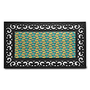 Ambesonne Gaming Doormat, Game Controller Gamepad Retro Colors Atari Fans, Rectangle Entryway Welcome Mat for Front Door & Backyard, 17.3" x 29.3", Dark Seafoam Multicolor