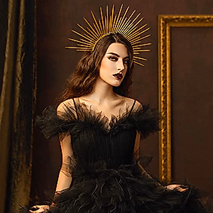 Fantherin Mary Halo Crown Headband Spiked Halo Crown Sunburst Goddess Headpiece for Cosplay Halloween Costume Party