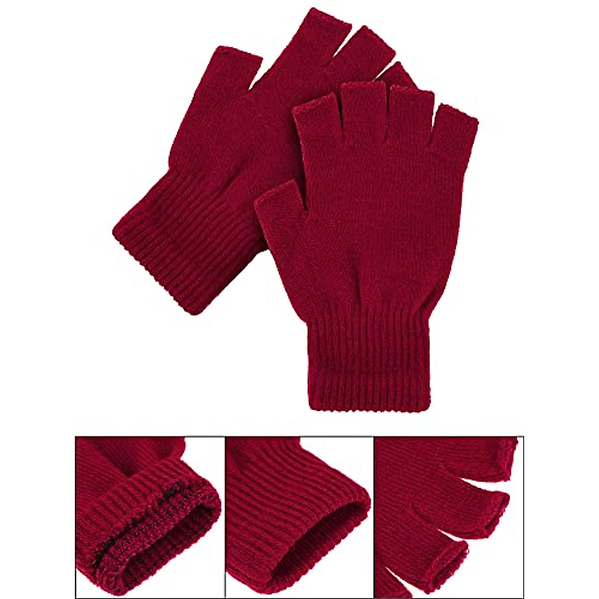 SATINIOR 2 Pair Unisex Half Finger Gloves Winter