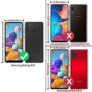 TJS Compatible with Samsung Galaxy A21 Case, Dual Layer Heavy Duty Shockproof Rugged Hybrid Hard Phone Case Drop Protector Back Cover (Black)