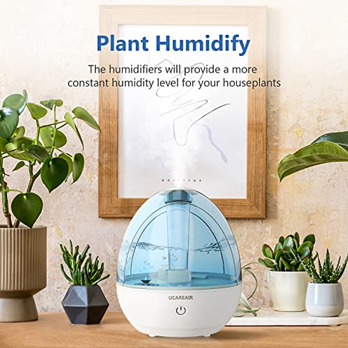 UCAREAIR Ultrasonic Cool Mist Humidifiers for Bedroom,2L Humidifiers for Home, 28dB Whisper-Quiet Air Humidifiers for Baby Nursery, 360°Rotation Nozzle, Up to 30 Hours, Auto Shut-Off, Night Light