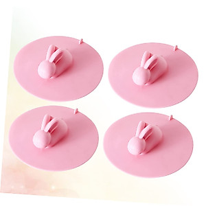 BUTIFULSIC 4pcs Sealing Sink Stopper Bath Tub Drain Cover Tub Drain Plug Silicone Hair Catcher Silicone Bath Plug Bathtub Drain Cover Sink Drain Cover Floor Drain Plug Pink Laundry Tub 10cm