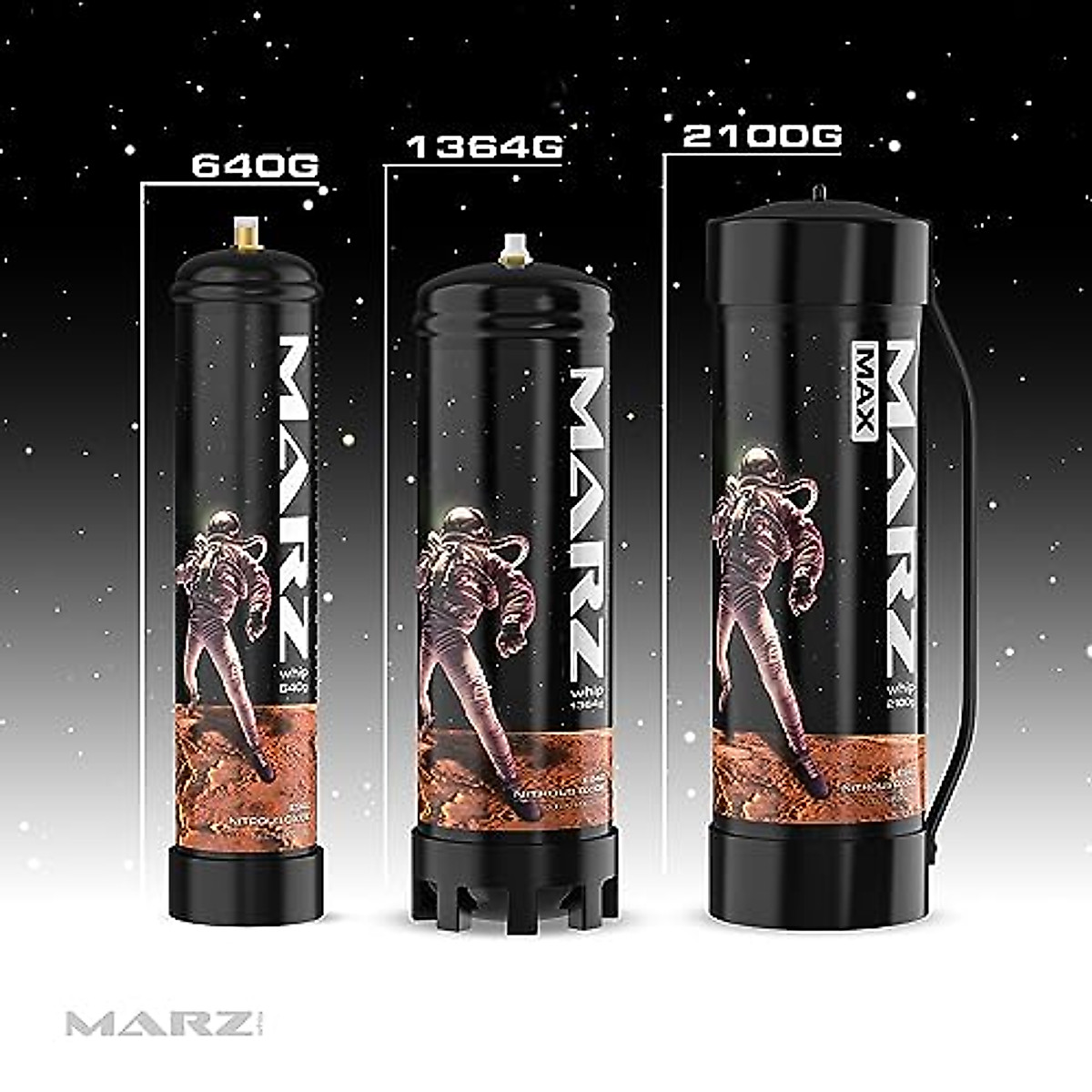 Marz Premium Whipped Cream Charger 1364g 2.2L - Food Grade Nitrous Oxide Tank Pure Flavored N2O Chargers - For Any Standard Whipping Cream Dispenser – (1 Cylinder)