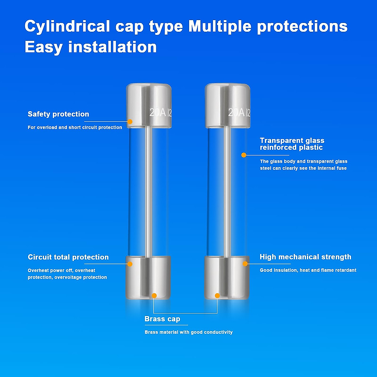 2 Pcs 5304509451 Microwave Fuses 20a 125v for Frigidaire Microwaves,Applicable for GE WB27X11138 WB27X10388 PS5136235 00469295 30469294 50462164 PS5136235 AP5648907 Microwaves Oven Fuse 6x30mm