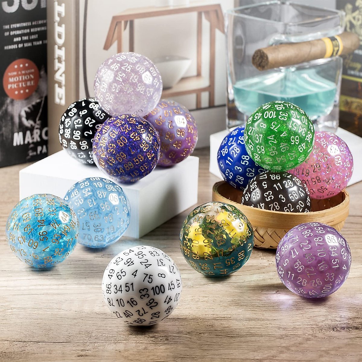 DNDND D100 Dice with Duck Inside Resin 100 Sided Die with Translucent Pouch for D&D