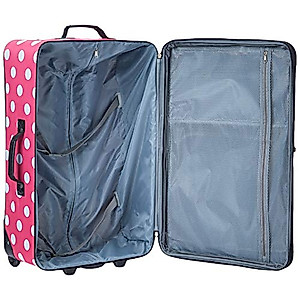 Rockland Polka Softside Upright Luggage Set, Expandable, Lightweight, Pink Dots, 4-Piece (14/19/24/28)