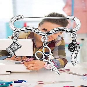 UJIMS Sewing Bracelet Sewing Lover Gift For Her Sewing Quilting with Lapel Pin Sewing Jewelry For Seamstress (Sewing Quilting Lapel Pin)