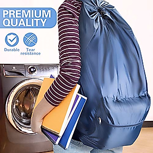 TG XL Laundry Backpack | 20" x 30" inches | Heavy-Duty Water-Resistant Laundry Bag for Dorm Room| Fully Padded Adjustable Straps | Chest Strap | Multiple Storage Space