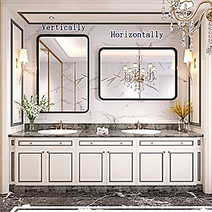 Abelockand 22" x 30" Black Rectangle Matte Black Metal Framed Bathroom Mirror, Wall Mounted Black Vanity Mirror, Horizontally or Vertically