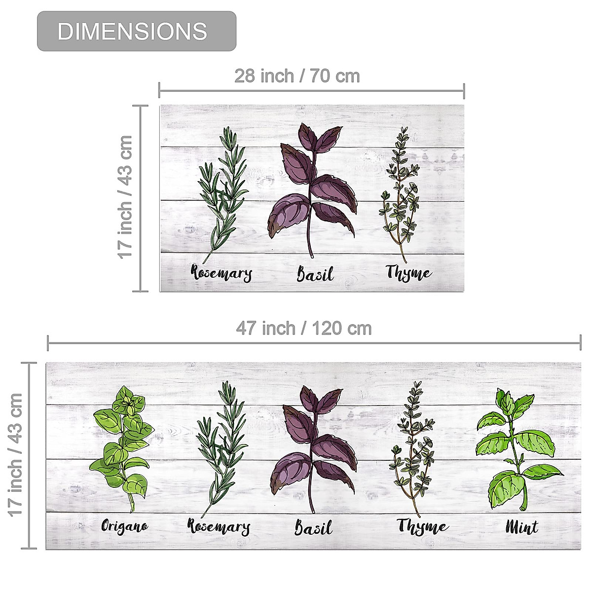 HOLVDENG Kitchen Mat Set of 2 Non Slip Thick Kitchen Rugs and Mats for Floor Comfort Standing Mats for Kitchen, Sink, Office, Laundry, 17"x47"+17"x28"