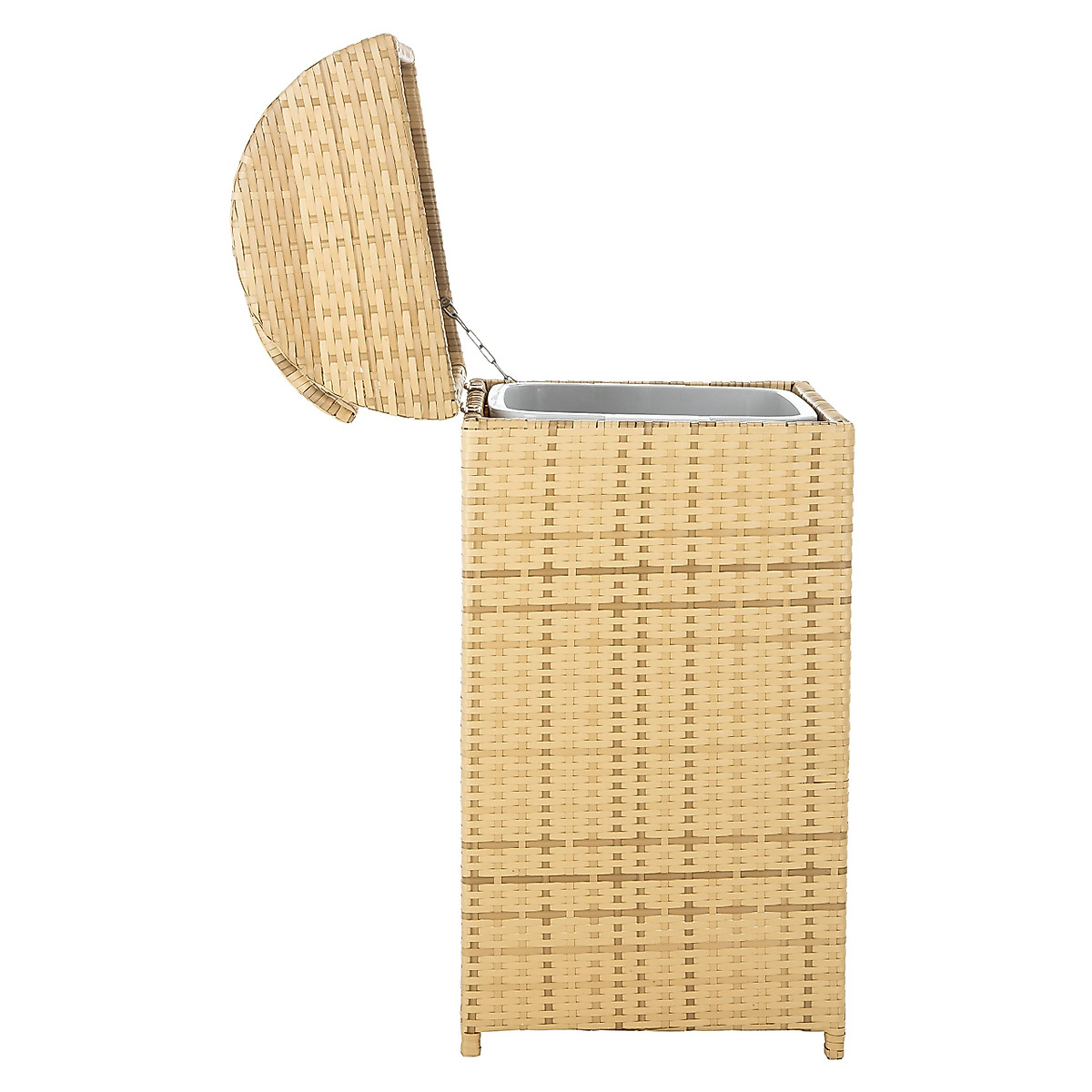 SAFAVIEH Outdoor Collection Mazeli Natural Woven Swing Top Dome Lid Trash Bin (Fully Assembled) PAT7511D