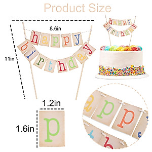 WAWOO Rainbow Happy Birthday Cake Topper - Personalized Birthday Banner, Rainbow 1st Birthday Decorations,Photo Prop, Baby Shower, Best Birthday Party Supplies