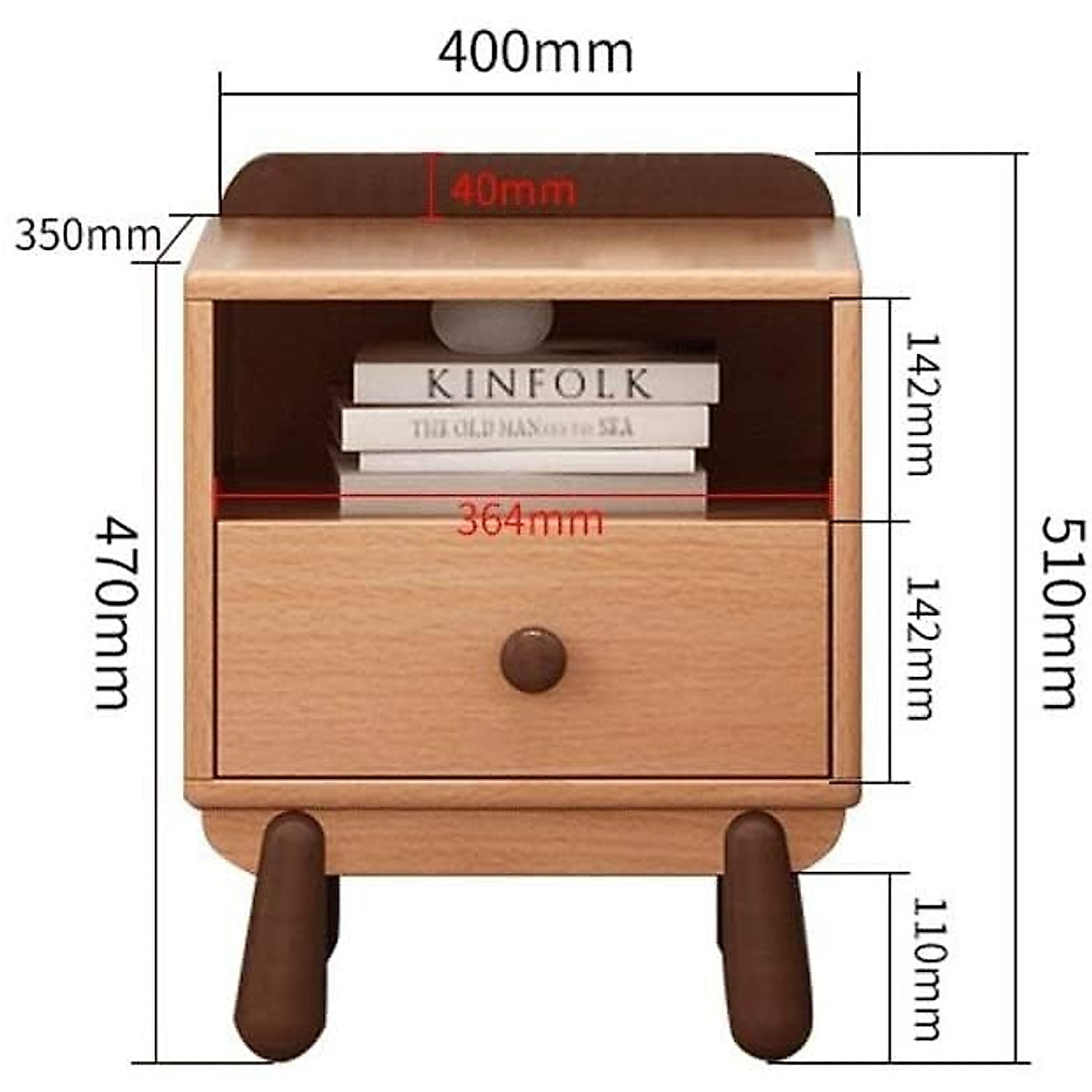Bedside End Table Solid Wood Bedside Table Creative Modern Minimalist Nightstand Cute Bedside Table Bedside Storage Cabinet with Drawer Bedroom