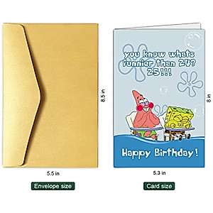 Funny 25th Birthday Card, Cute 25th Birthday Greeting Card for Women Men, Sponge Bob and Patrick Star Meme Bday Card