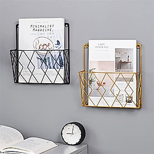 EYHLKM Wall Mounted Wrought Iron Book Shelf Grid Design Hollow Bookcase Holder Home Bedroom ( Color : E , Size : 1 )