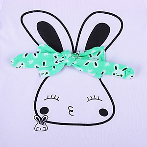 CM C&M WODRO Toddler Kids Baby Girls Easter Outfits Long Sleeve T-Shirt Tops Pants Bunny Clothing Sets (Green, 18-24 Months)