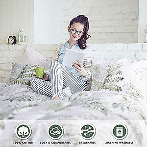 Intelligent Design Reversible 100% Cotton Sateen Duvet-Breathable Comforter Cover,Modern All Season Bedding Set with Sham(Insert Excluded),Judith,Palm Leaf GreenFull/Queen(90"x90")