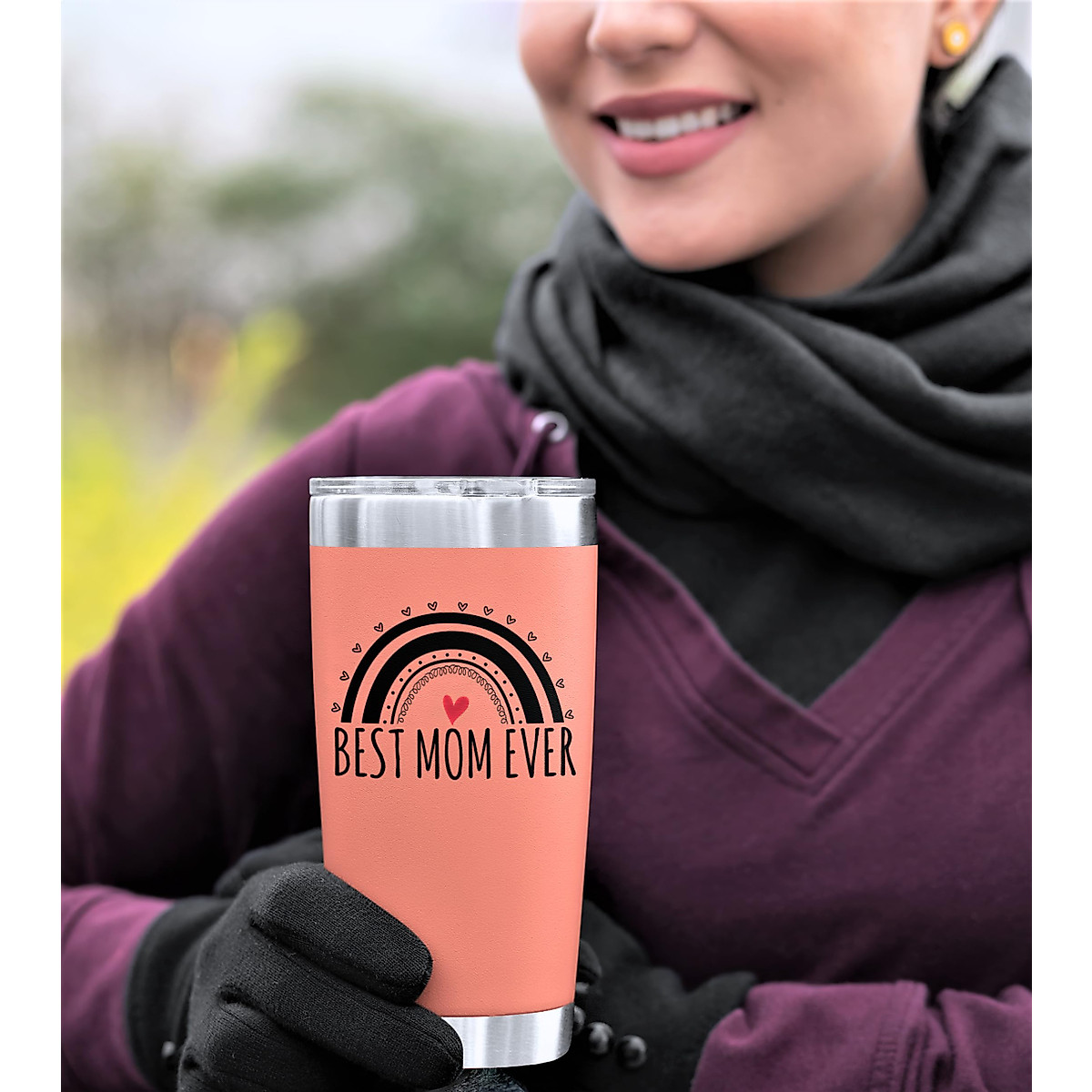 COCHIMO Christmas Gifts for Mom from Daughter Son Kid - Mom Gifts for Mothers Day - Birthday Gifts for Mom, New Mom, Mom To Be, Mom in Law, Stepmom - Mom Coffee Cup Tumbler 20 oz - Coral Pink