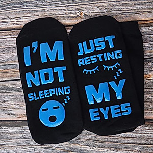 Engmoo Novelty Stocking Stuffers Socks I'm Not Sleeping Just Resting My Eyes Socks Gift For Dad Mom Christmas Gift