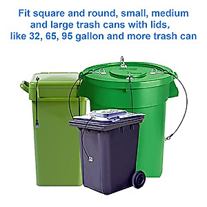ZWIN 2PCS Trash Can Lid Lock Outdoor for Animals, Metal Garbage Can Lid Lock Strap, Bear Proof Trash Can Strap for Animals, Dogs, Squirrels Etc, Durable Wire Rope Lock Kit for Any Size Trash Can