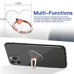 YINHEXI 2 Pcs Transparent Phone Ring Stand Holder Cell Phone Ring Holder Finger Grip 360 Degree Rotation (Rose Gold & Diamond-3)