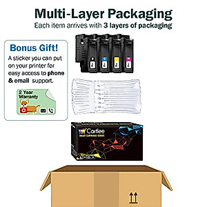 Cartlee Set of 4 Compatible High Yield Laser Toner Cartridges Replacement Ink for Dell E525W E525DW 525W 525DW 525 DPV4T H3M8P Color Printers (1 Black, 1 Cyan, 1 Magenta, 1 Yellow)