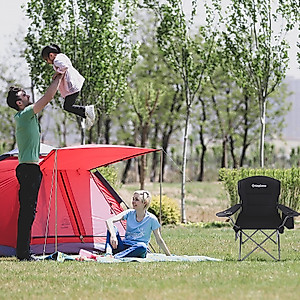 KingCamp Oversized Folding Camping Chair for Adults Portable Outdoor Lawn Heavy Duty with Cooler, Cup Holder, Side Pocket,Carry Bag, 1 Pack, Black