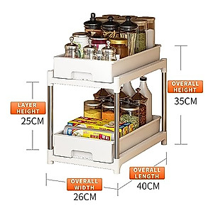 WYTENO 1-piece set pull-out under sink organizer, 2-layer sliding pull-out cabinet organizer, multi-purposeunder cabinet organizer bathroom, kitchen essentials, white