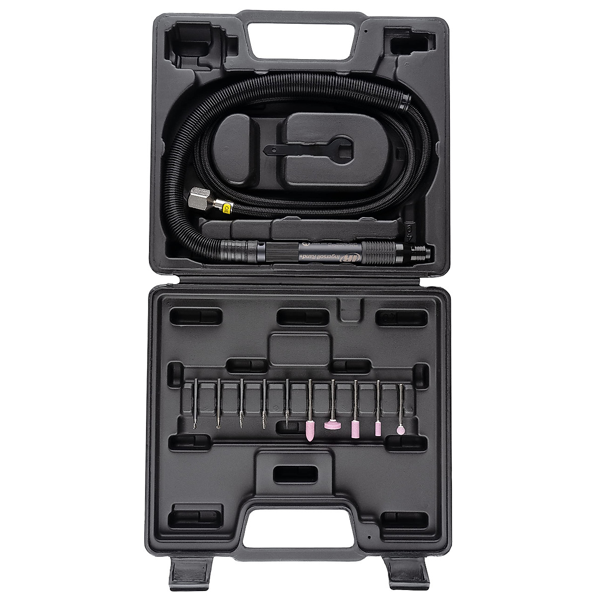 Ingersoll Rand 320PGK - Air Pencil Grinder Kit, 1/8" Collet, Burr, 60,000 RPM, Inline, Rear Exhaust, includes 5 Mounted Points & 5 Carbide Burrs