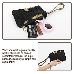 Ynport Cute Bear Plush Tote Handbag for Women Large Faux Fur Shoulder Purse Aesthetic Fuzzy Lamb Wool Work shopping Bag