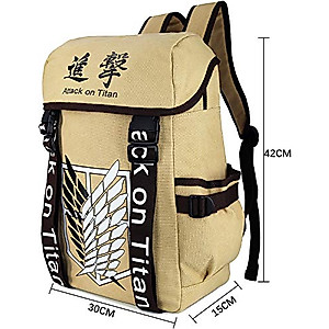 Roffatide Anime Attack On Titan Backpack Wings of Freedom Knapsack Canvas Backpack Printed Flap Bookbag