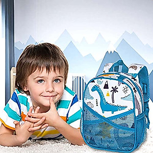 AGSDON Toddler Backpack with Leash, 9.5" Baby Dinosaur Safety Leashes Removable Tether Bookbag